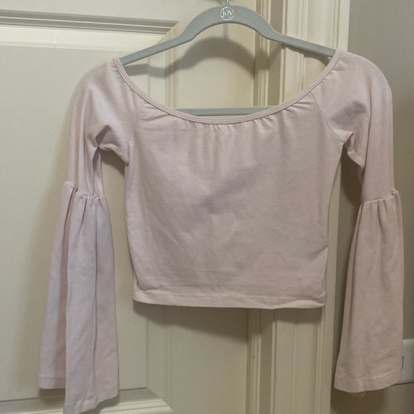 Truly Madly Deeply | Tops | Light Pink Bell Sleeve Crop Top | Poshmark